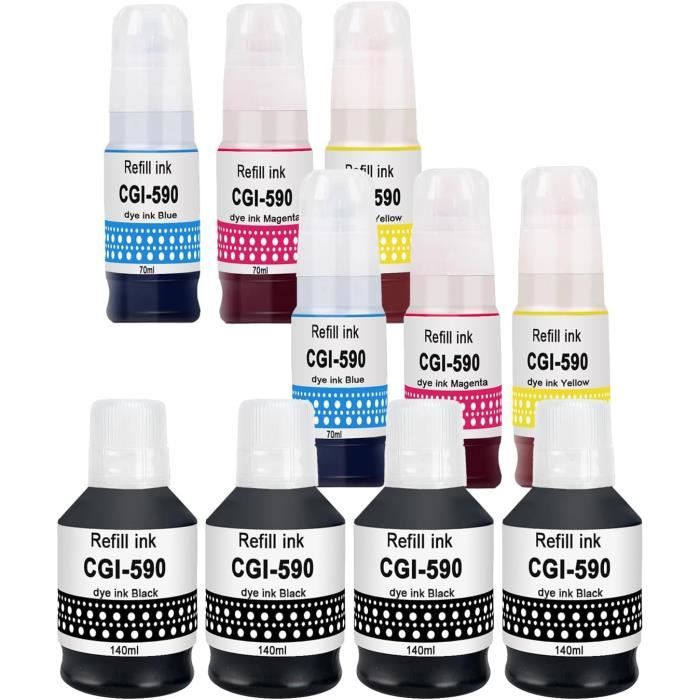 Cartouche Compatible Gi-490-Gi-590 (4Bk2Cmy) Pour Canon Pixma G4511-G3501-G2501-G1501-G1400 ...