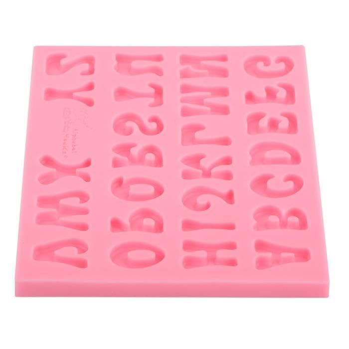 Moule alphabet, facile à démouler Moule à lettres en silicone rose ...