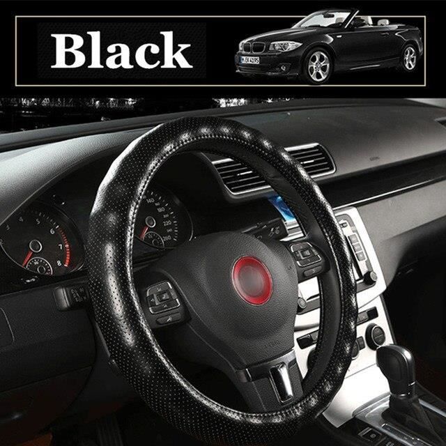 COUVRE-VOLANT,Black--Housse de volant en cuir véritable, couvre volant ...