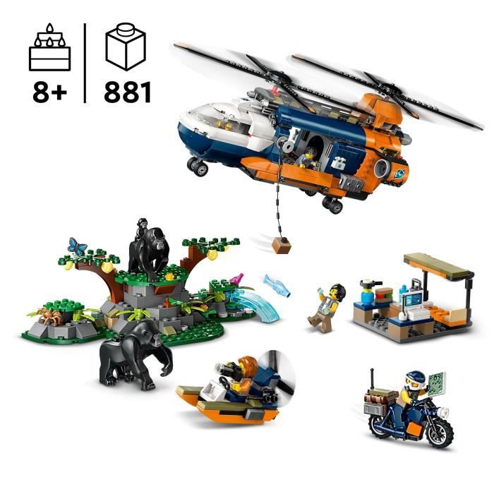 LEGO® City 60437 L’hélicoptère de l’explorateur de la jungle au camp de ...