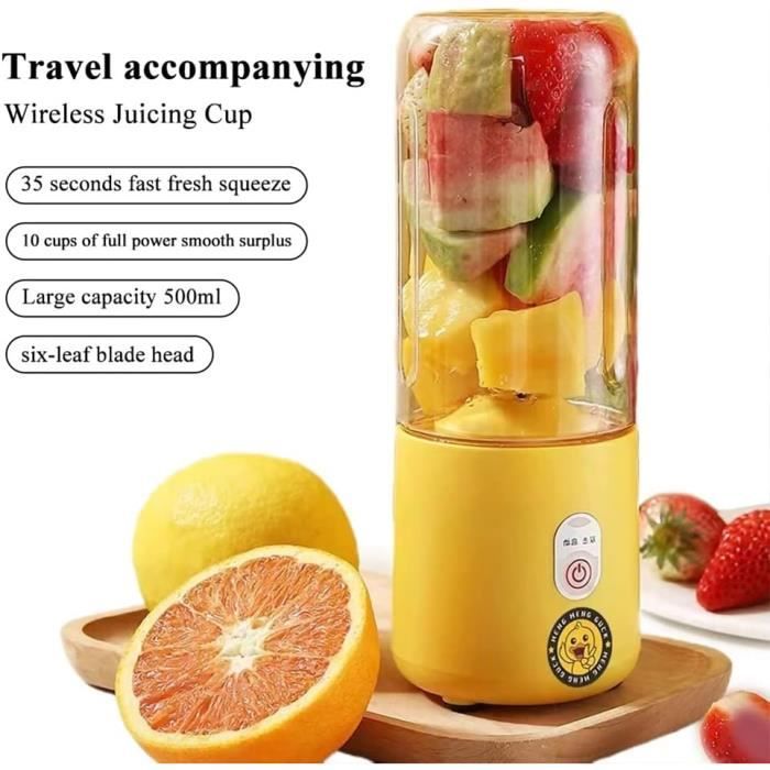 Mélangeur Portable Rechargeable Mélangeur De Jus De Fruits Frais 6 Lames Électrique Shake Cup ...