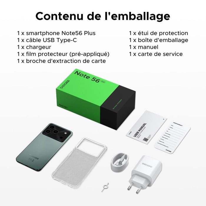 DOOGEE Note56 Plus Smartphone - Android 16 Gemini AI, 48GB+256GB ...