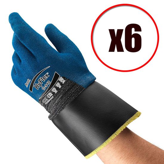 Lot de 6 paires de gants de travail en PU anti coupure Hyflex 11-948 EN388 Taille - Taille 10 ...