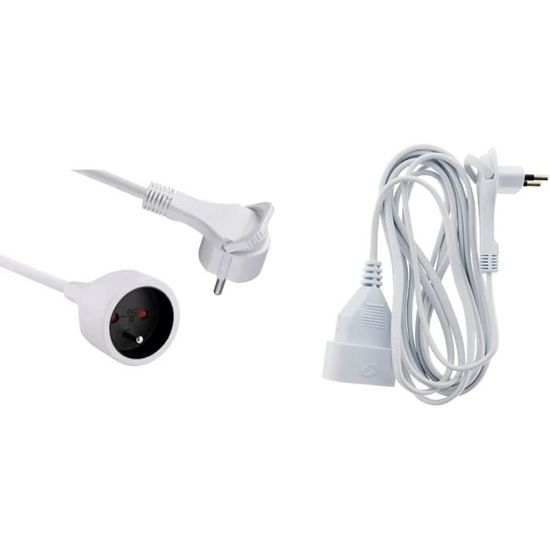 Rallonge Prolongateur électrique 5 m fiche Extra Plate 16A - Section 3G1,5 mm² & Zenitech ...