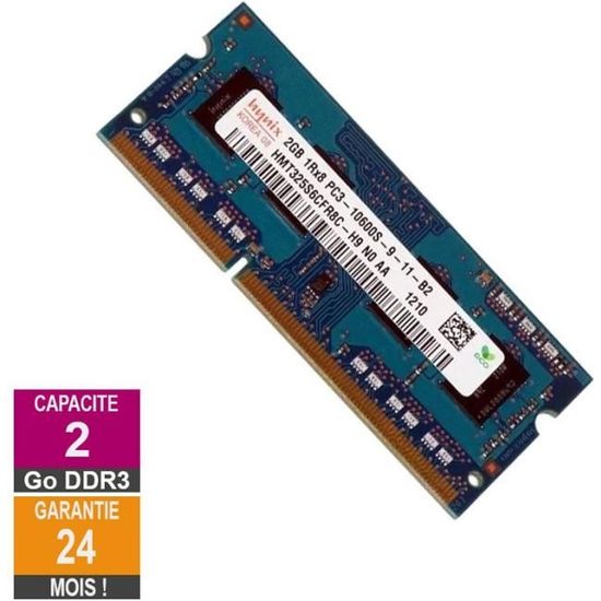 Barrette Mémoire 2Go RAM DDR3 Hynix HMT325S6CFR8C-H9 SO-DIMM PC3-10600S - Cdiscount Informatique