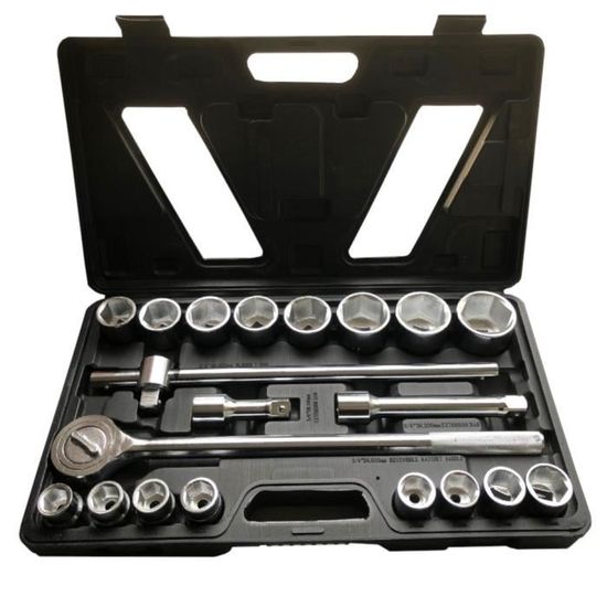 Coffret Clé à cliquet Poids lourds Camion 21 Pièces en 3/4'' douilles de 19 à 50mm - OUTILE ...