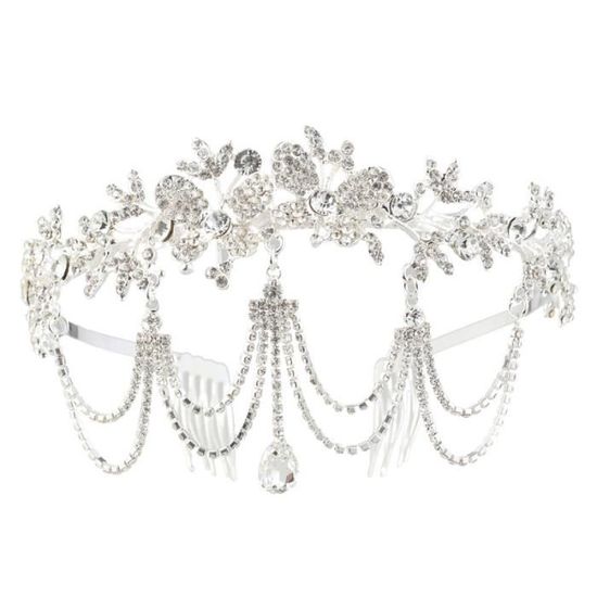 Mariage Couronne Princesse Perle Strass Chaîne Front pour Cosplay De ...