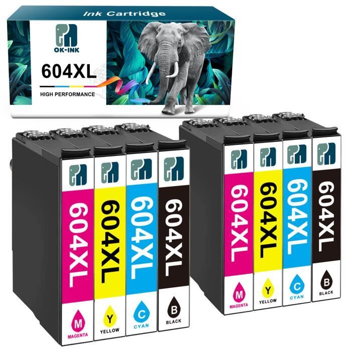 604XL OK-INK - Lot de 8 Cartouches d'encre compatibles avec EPSON 604 ...