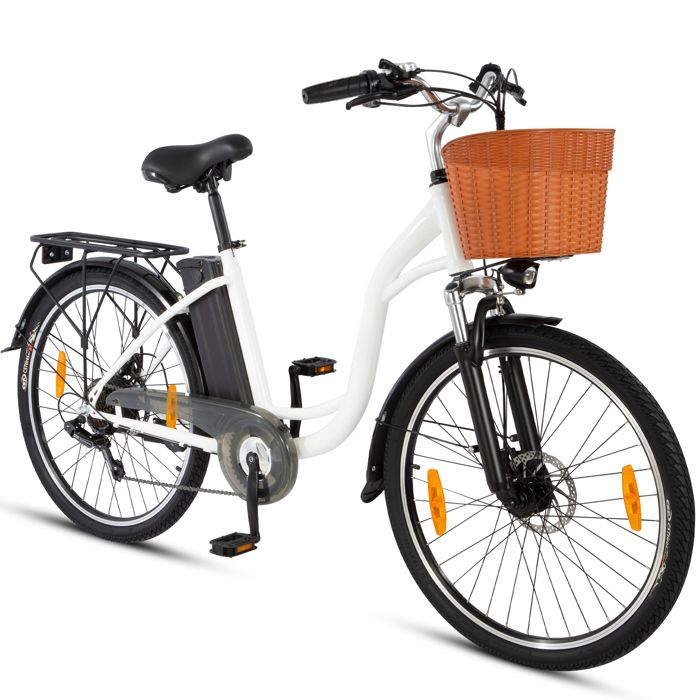 VANKEL C6 - Vélo électrique 26 pouces avec panier - Moteur arrière 250W ...