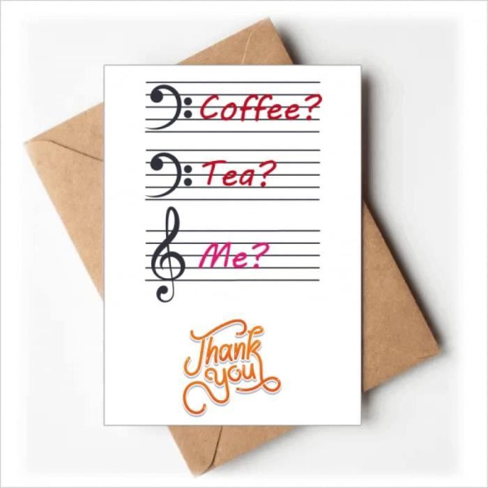 Cartes De Remerciement Avec Symbole De Musique Pour Café, Thé, Staff De ...