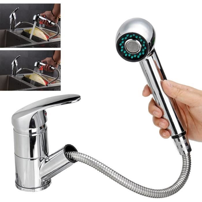 Robinet De Cuisine Extensible Avec Douchette, Rotation À 360 °, Robinet ...
