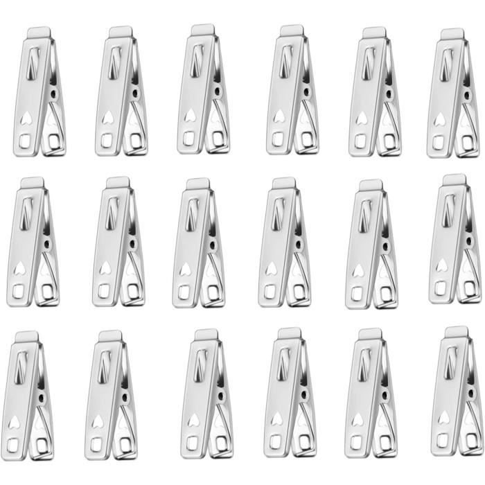 Pinces à Linge INOX,20 pièces Epingle a Linge Durables Coupe-Vent et ...