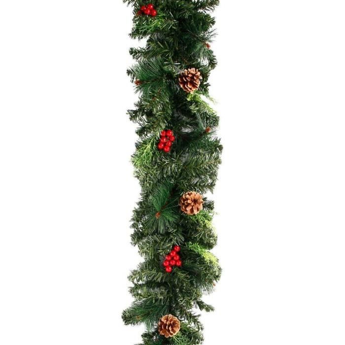 270cm Guirlande Sapin Noel Artificiel, Guirlande Vert Sapin Arbre avec Pommes de Pin, Fruits ...