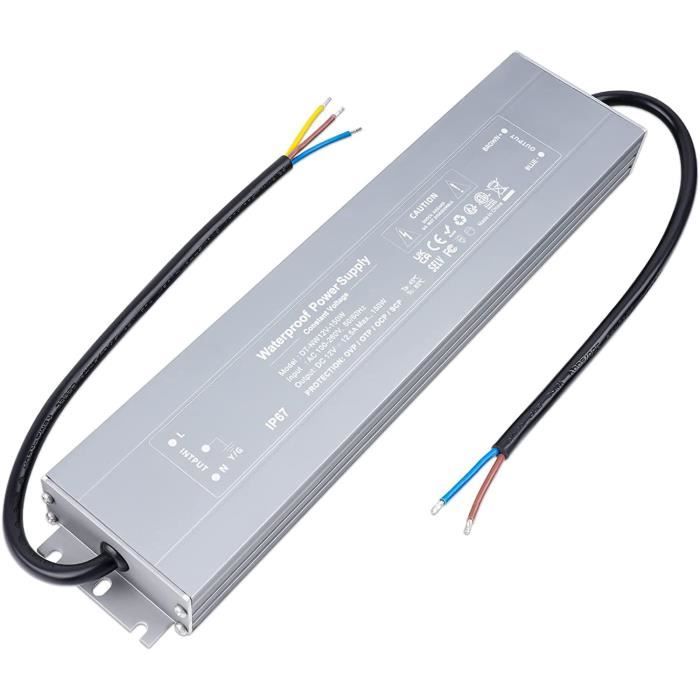 Transformateur 220V 12V 150W, 12.5A Alimentation Led Ip67 Etanche Extérieur Driver Led, Ac À Dc ...