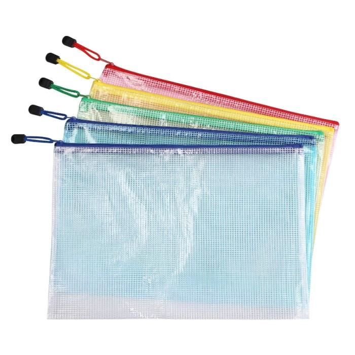 5PCS Pochette Document, Document Dossier Pochette PVC Zip,A5 Pochette ...