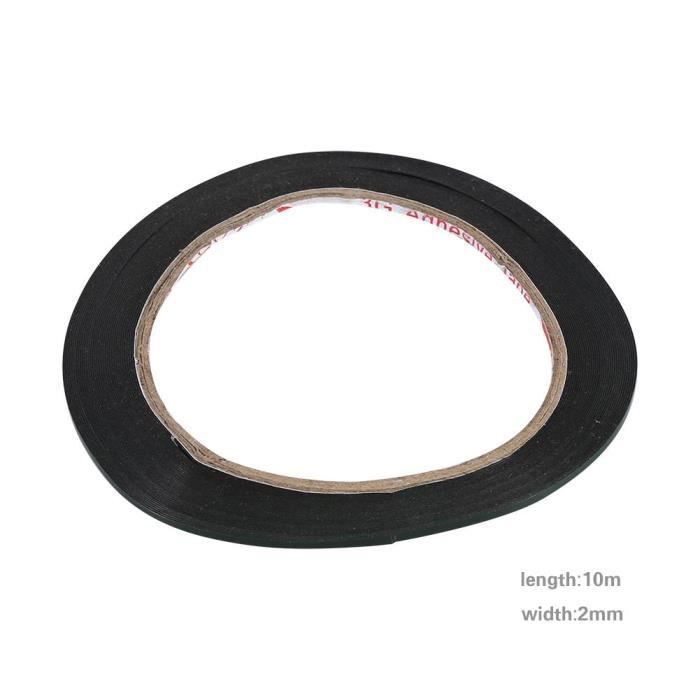 Ashata adhésif mousse double face 10M Longueur 2mm Largeur Noir Super ...