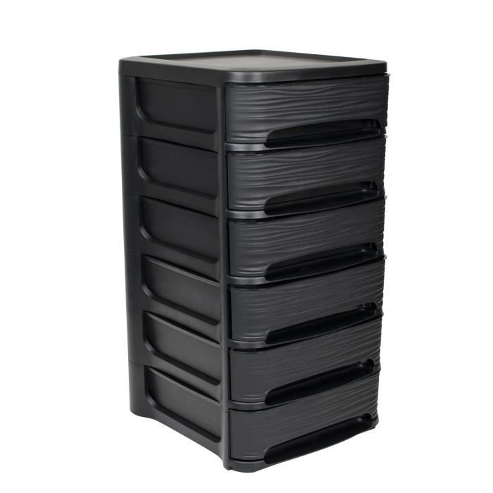 EDA PLASTIQUE Tour de rangement - Décor Stone - Avec 6 petits tiroirs ...