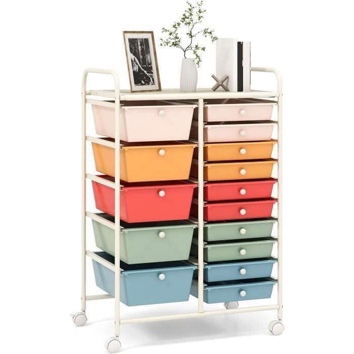 GOPLUS Chariot de Rangement 15 Tiroirs, 63 x 37 x 87 CM, Tour de ...