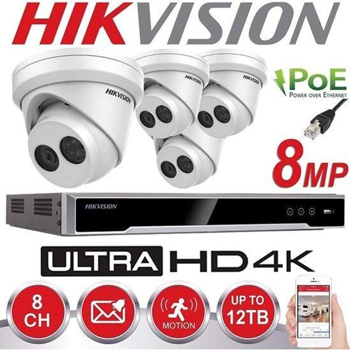 HIKVISION 8MP SYSTEM 8CH CHANNEL NVR 4K UHD IP POE 8 MP MEGAPIXEL CCTV ...