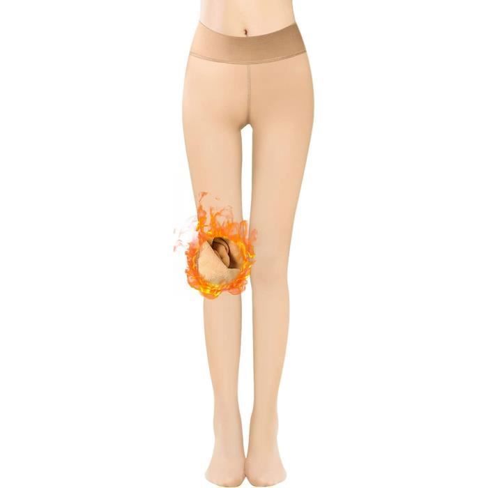Collant Femme Effet Transparent 80g - Extensible Legging Polaire Chaud Doublé - Hiver Collant ...