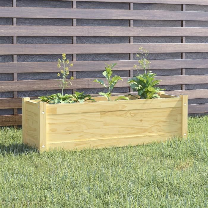 Bac à fleurs rectangulaire en pin du nord de l'Europe ,Jardinière d'extérieur 100x31x31 cm ...