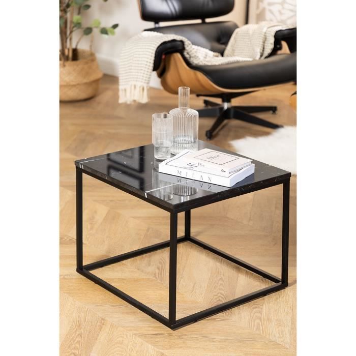 SKLUM Table d'Appoint en Marbre Kube Noir Noir - Cdiscount Maison