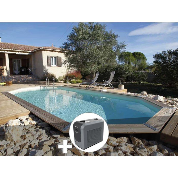 Kit piscine bois Ubbink Azura 6,10 x 4,00 x 1,20 m - Liner beige ...