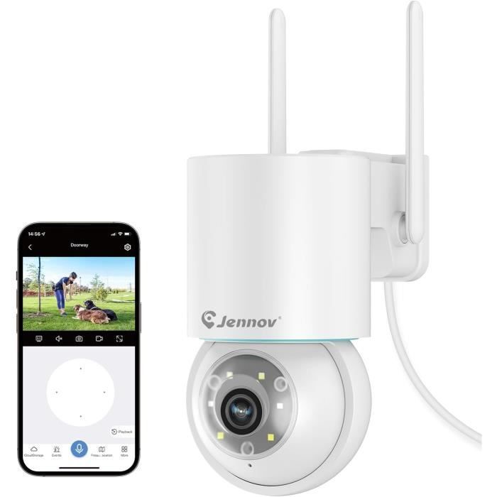 5MP Caméra Surveillance WiFi Extérieure, 2,4-5Ghz WiFi PTZ Caméra IP ...