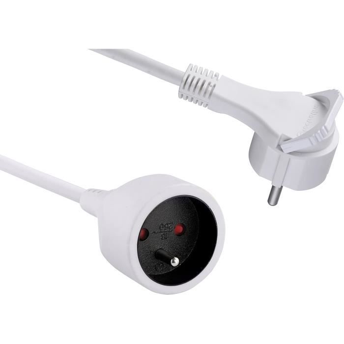 Rallonge Prolongateur électrique 5 m fiche Extra Plate 16A - Section 3G1,5 mm² & Zenitech ...