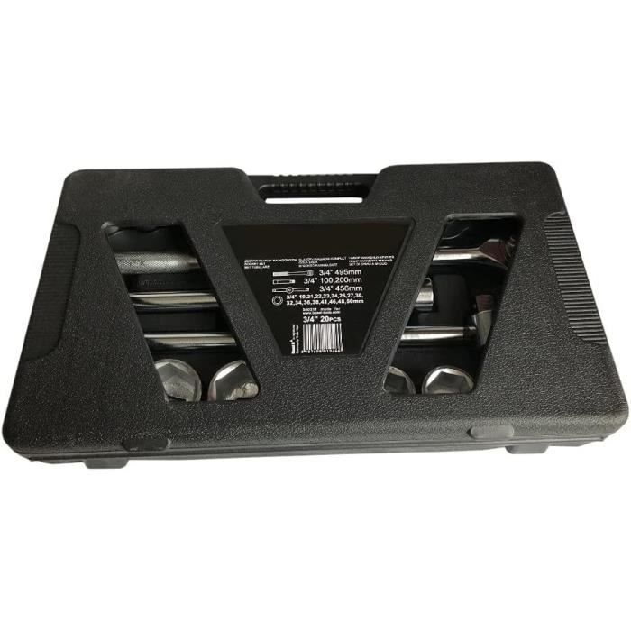 Coffret Clé à cliquet Poids lourds Camion 21 Pièces en 3/4'' douilles de 19 à 50mm - OUTILE ...