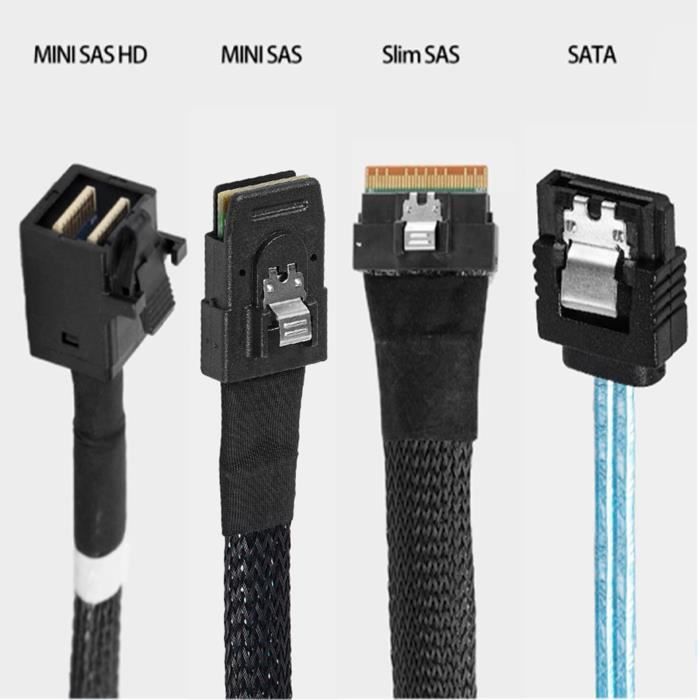 Câble SAS - VBESTLIFE - SFF-8654 vers SATA 7 broches - 0,5 m ...