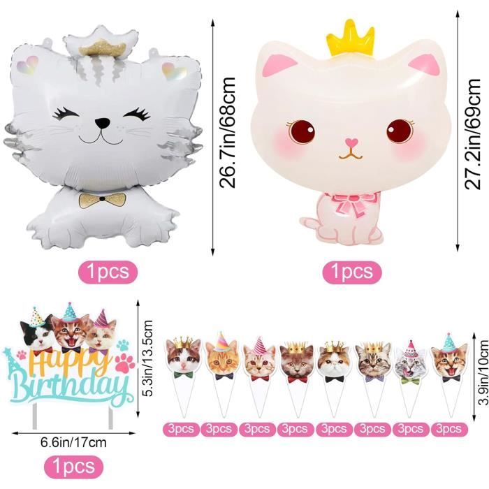 51 Pièces Decoration Anniversaire Chat,Ballons Anniversaire 1 An ...