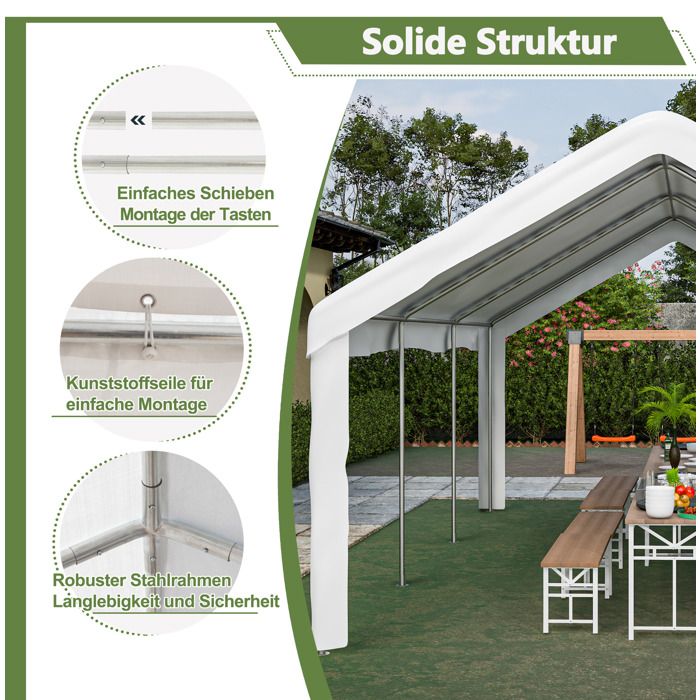 WUVRIE Garage tente voiture 601 x 400 x 281 cm, structure acier ...