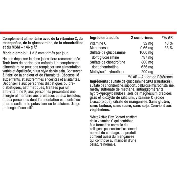 MetaActive Flex Confort Metagenics - Glucosamine, Chondroïtine et MSM ...