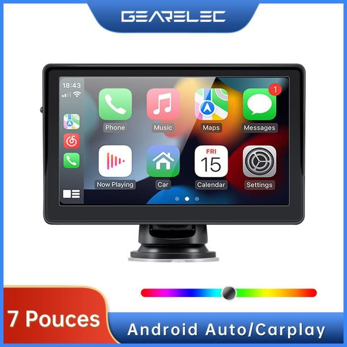 Autoradio Portable 7 Pouces Sans Fil CarPlay et Android Auto GEARELEC ...