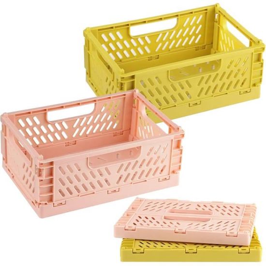 Lot De 2 Mini Paniers De Rangement Pliables En Plastique Empilables ...