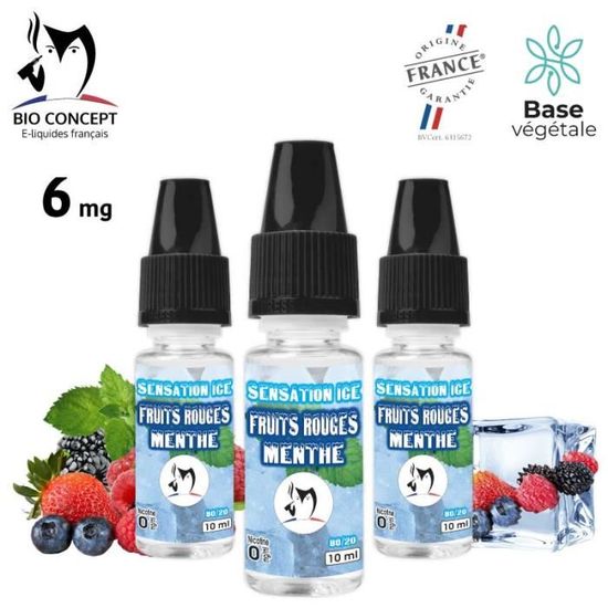 3 E-liquide Sensation Ice Fruits Rouges Menthe BioConcept - 6mg - 80-20 ...