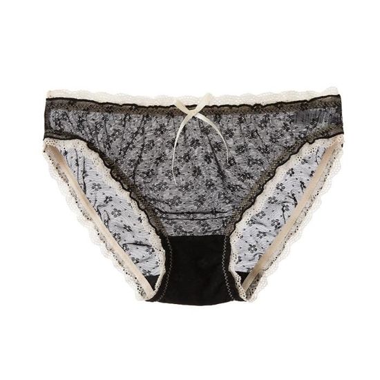 Femmes Grande Taille Sexy Dentelle Creux Nœud Papillon Taille Basse Slips Culottes Sous