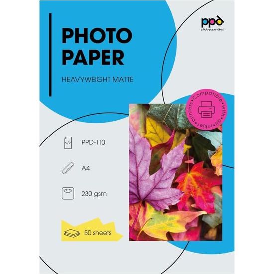 Papier Photo Mat - SSS - PPD 50 Feuilles x A4 - Fort Grammage 230g ...