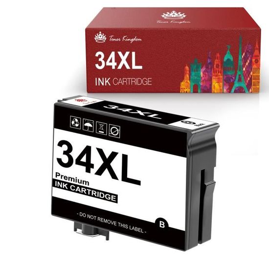 1x Noir Cartouches d'encre TONER KINGDOM 34 34XL Compatible pour Epson ...
