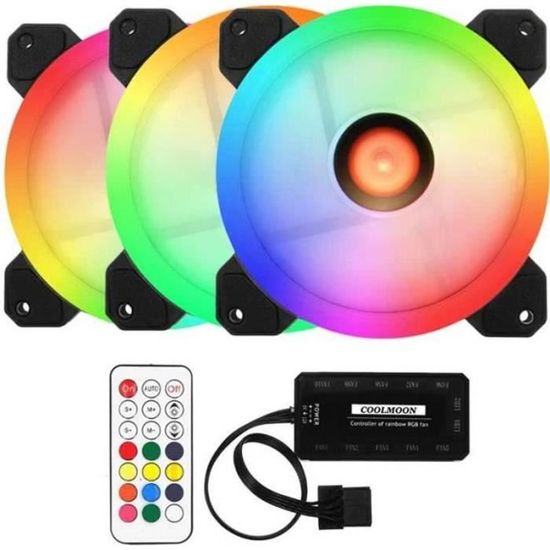 3PCS LED Ventilateur Ordinateur RGB Refroidisseur Silencieux Anti Bruit ...