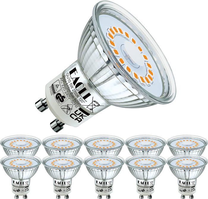 Ampoules Led Gu10 Blanc Chaud 5w Équivalent Halogène 55w Lot De 10