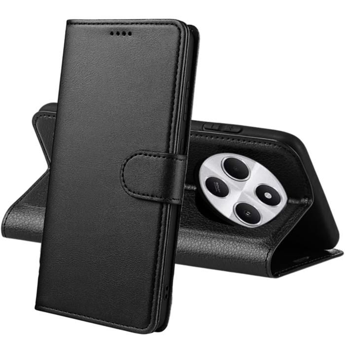 Coque - Phonillico® - Xiaomi Redmi 14C - Portefeuille Noir - Effet Cuir ...