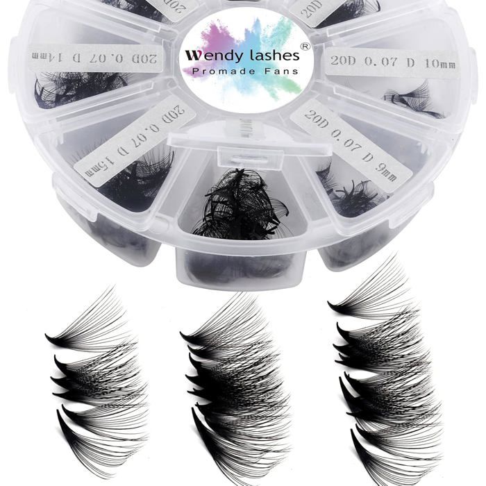 Volume Russes Cils D Curl 500 Fans 20D 0.07mm 9-16mm Mixed Préfaits ...