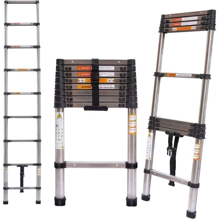 Échelle Télescopique Professionnelle En Acier Inoxydable 2,6 M ...