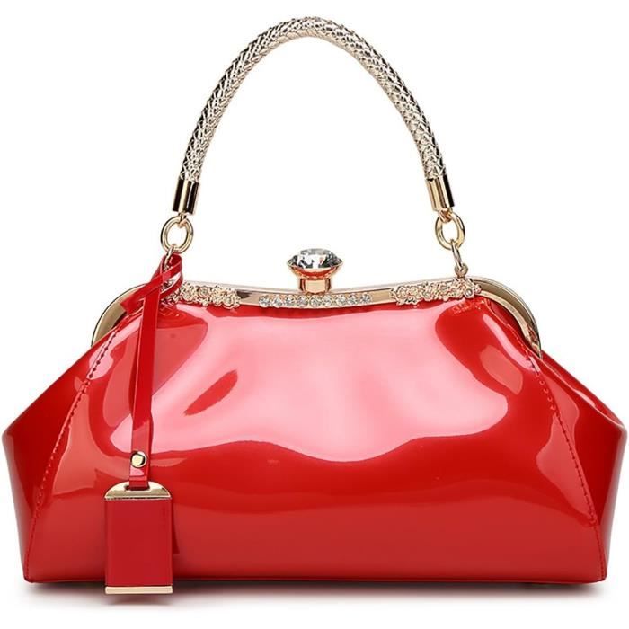 Sac A Main Avec Bandoulière Pour Femme Sac A Épaule En Cuir Verni Pu ...