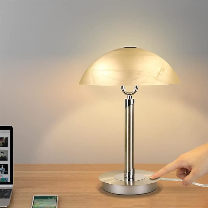 LIWI-Lampe de Table Tactile en Nickel-Chrome, Lampe de Chevet Fonction ...