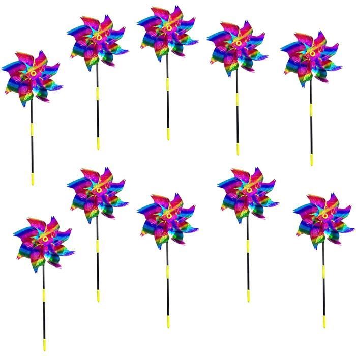 10 pcs Pinwheel Répulsif Oiseaux Pinwheels Réfléchissants Dissuasif ...