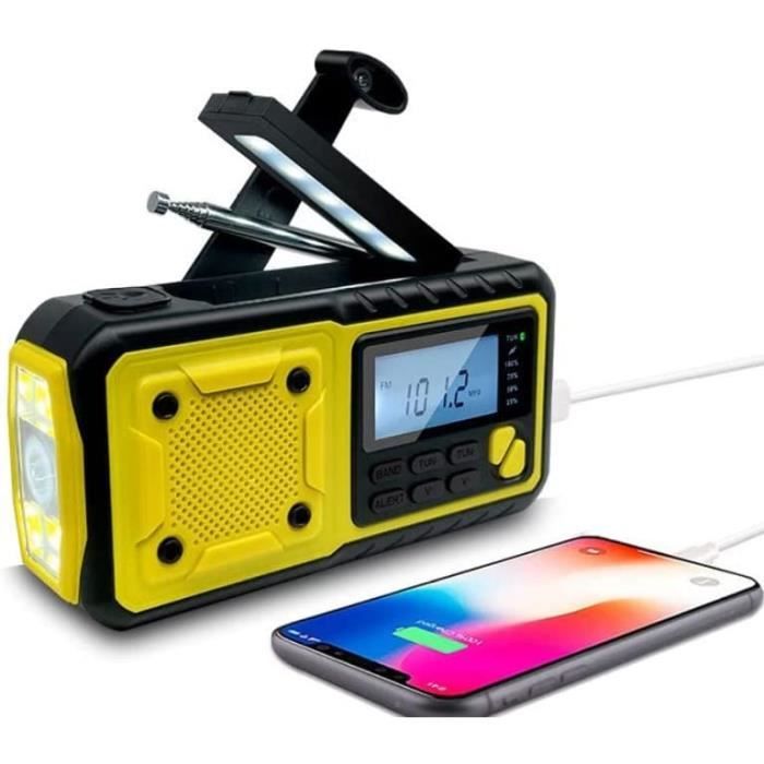 Radio d'urgence solaire multifonction avec manivelle, radio AM-FM ...