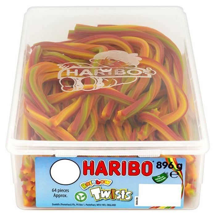 Haribo - Rainbow Twists - Bonbons en forme de tube couleur arc-en-ciel ...